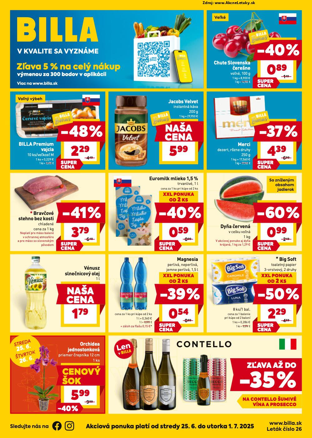 Billa leták - strana 1 | 25. 6. - 1. 7. 2025 | AkčnéLetáky.sk