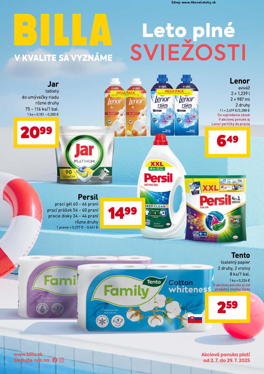Billa leták - strana 1 | 2. 7. - 29. 7. 2025 | AkčnéLetáky.sk