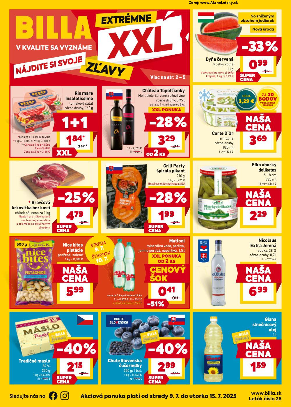 Billa leták - strana 1 | 9. 7. - 15. 7. 2025 | AkčnéLetáky.sk