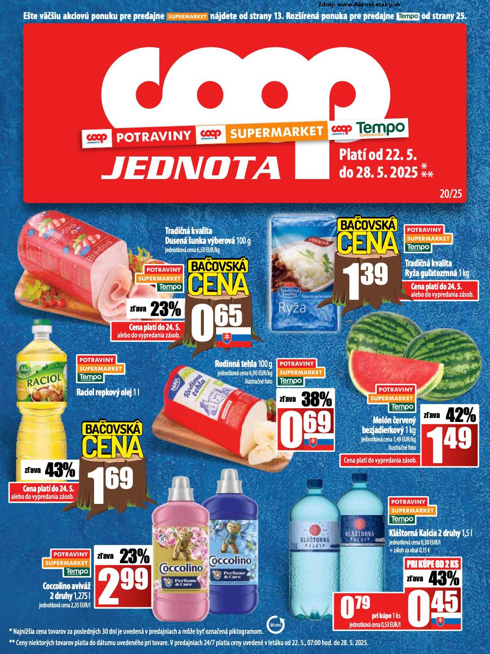 COOP Jednota leták - strana 1 | 22. 5. - 28. 5. 2025 | AkčnéLetáky.sk
