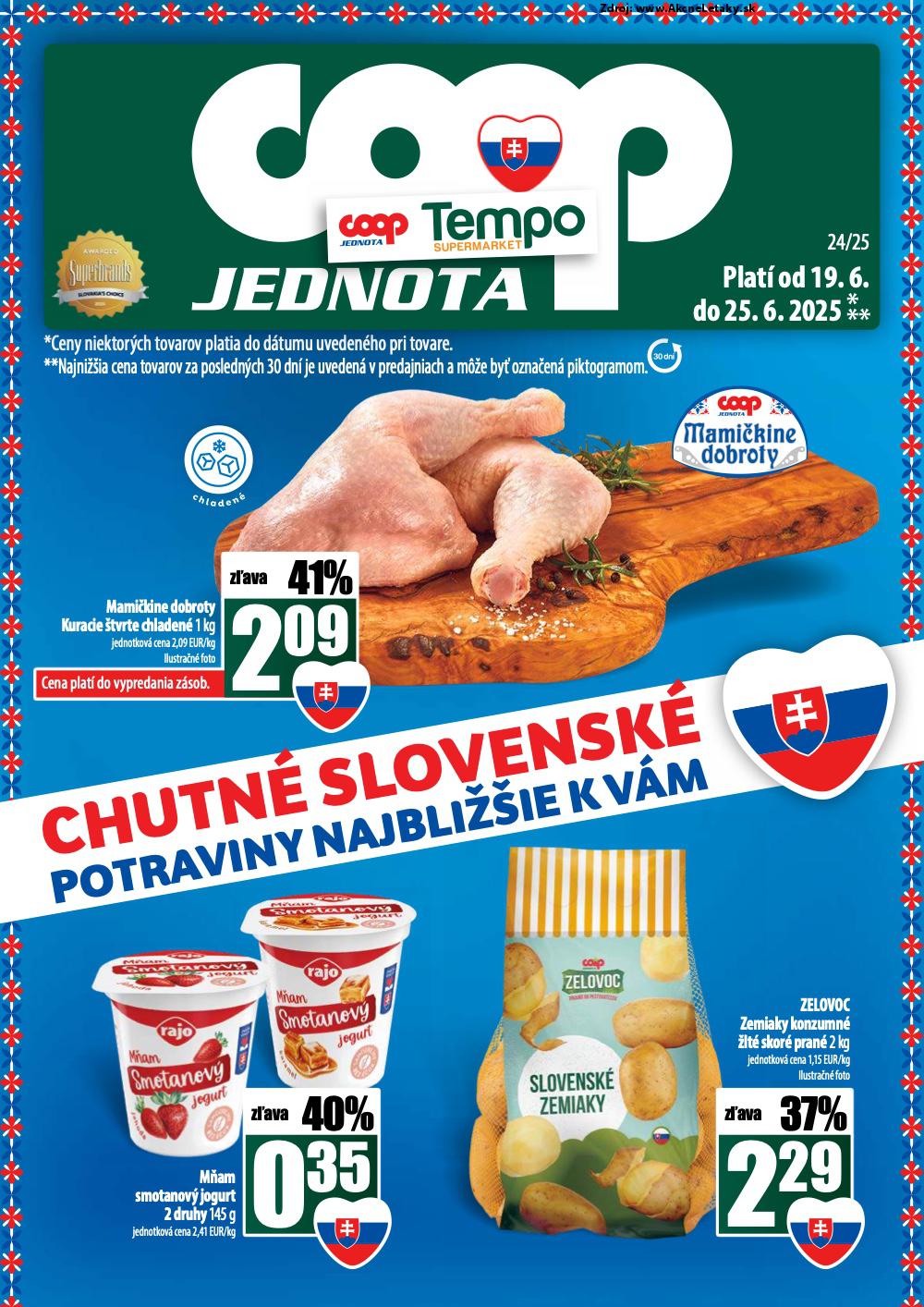 COOP Jednota leták - strana 1 | 19. 6. - 25. 6. 2025 | AkčnéLetáky.sk