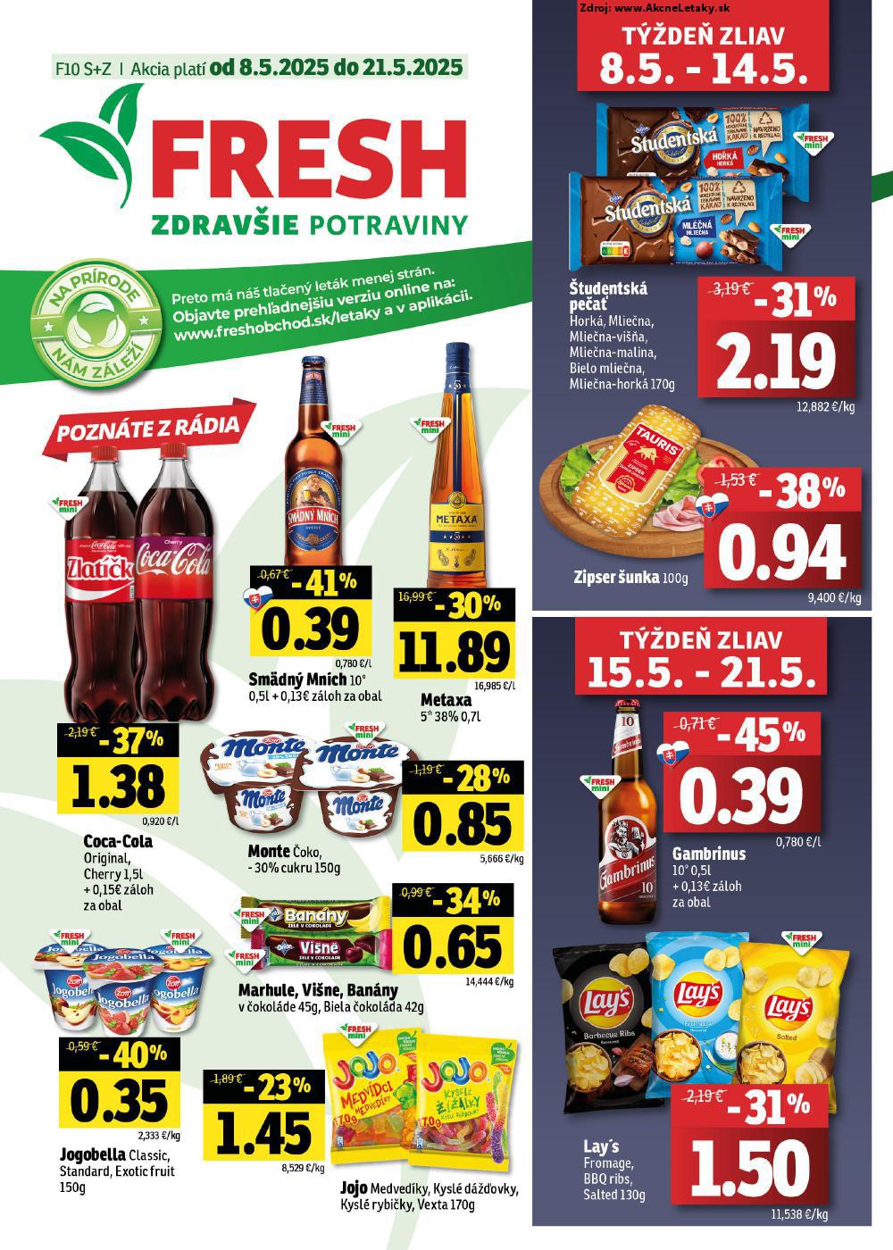 FRESH leták - strana 1 | 8. 5. - 21. 5. 2025 | AkčnéLetáky.sk