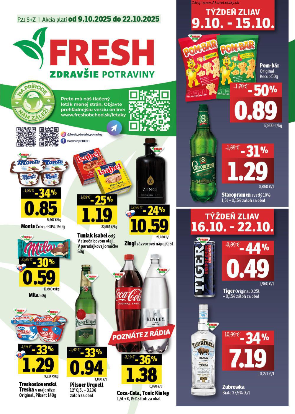 FRESH leták - strana 1 | 9. 10. - 22. 10. 2025 | AkčnéLetáky.sk