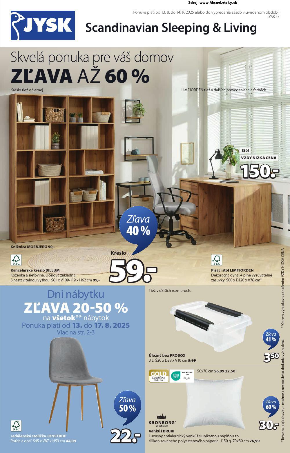 Jysk leták - strana 2 | 13. 8. - 14. 9. 2025 | AkčnéLetáky.sk