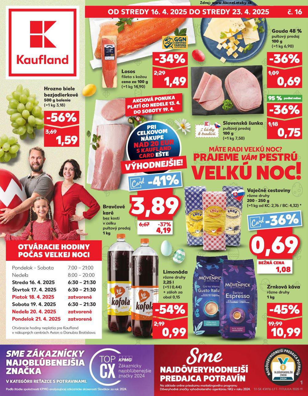Kaufland leták - strana 1 | 16. 4. - 23. 4. 2025 | AkčnéLetáky.sk
