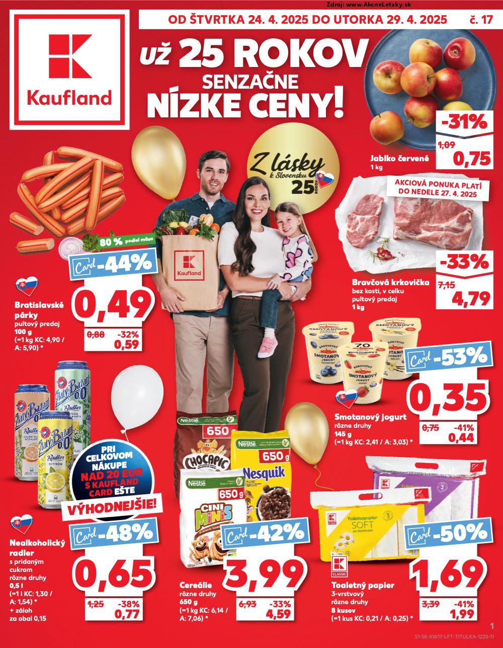 Kaufland leták - strana 1 | 24. 4. - 29. 4. 2025 | AkčnéLetáky.sk