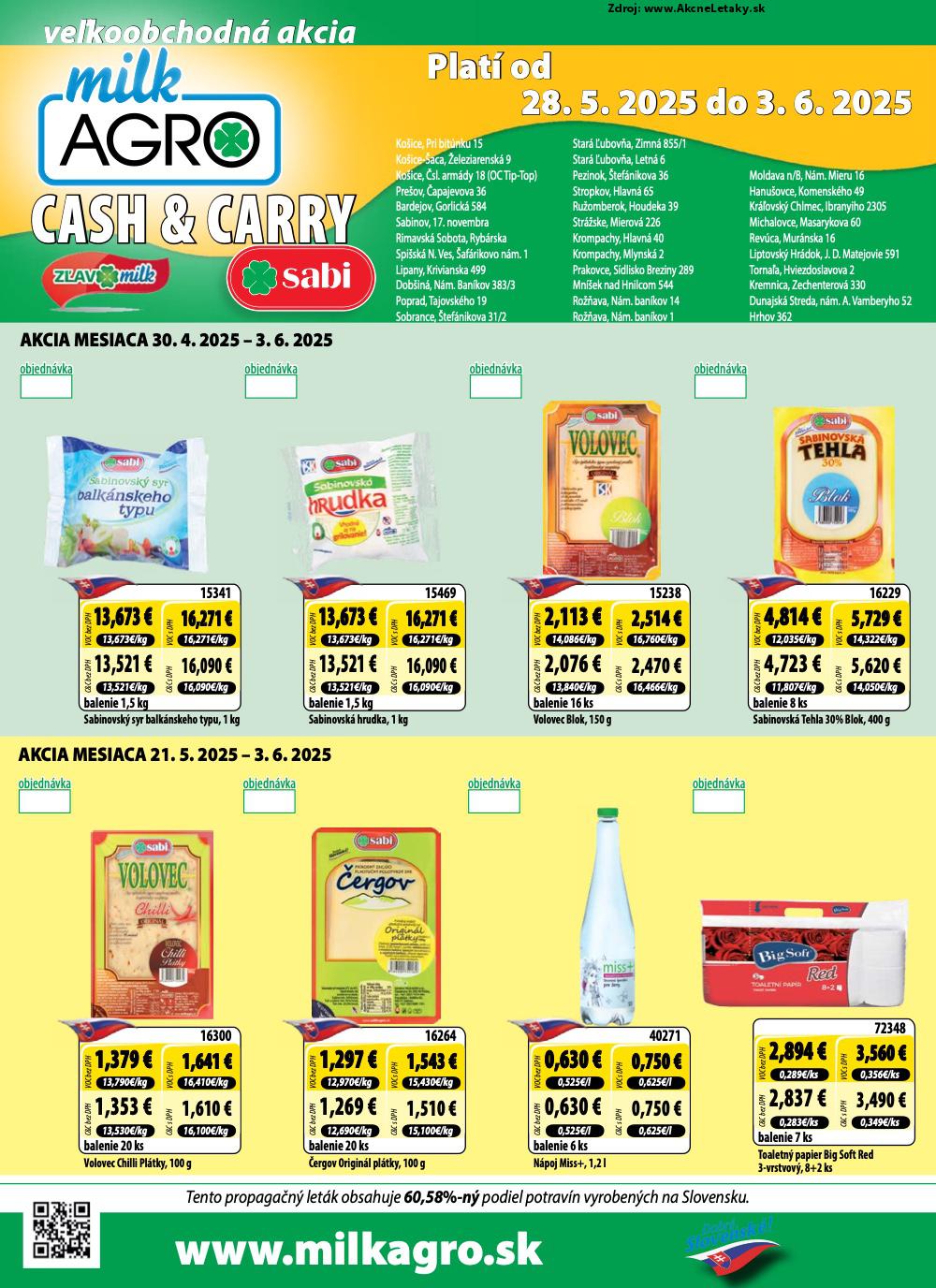 Milk-Agro leták - strana 1 | 28. 5. - 3. 6. 2025 | AkčnéLetáky.sk
