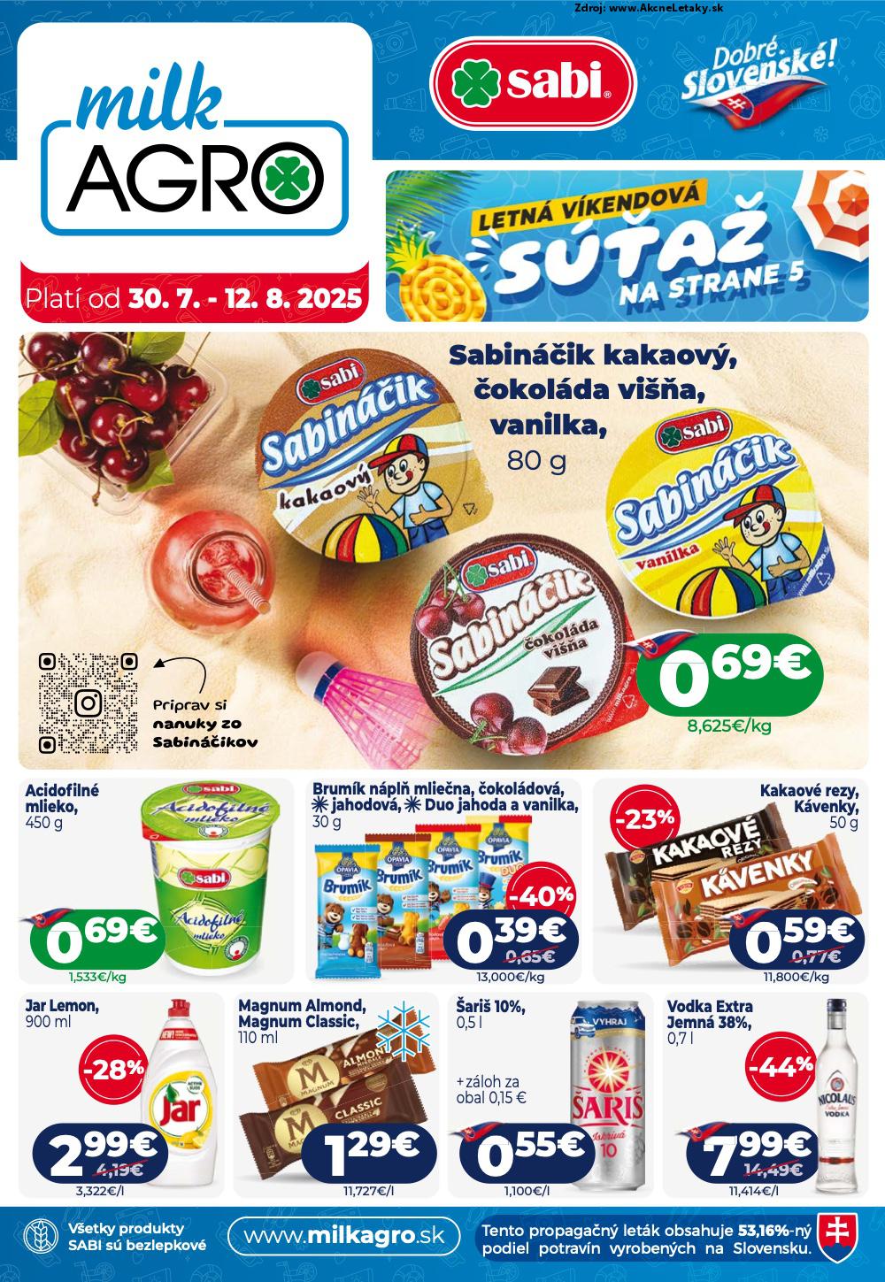 Milk-Agro leták od 30.7. | AkčnéLetáky.sk