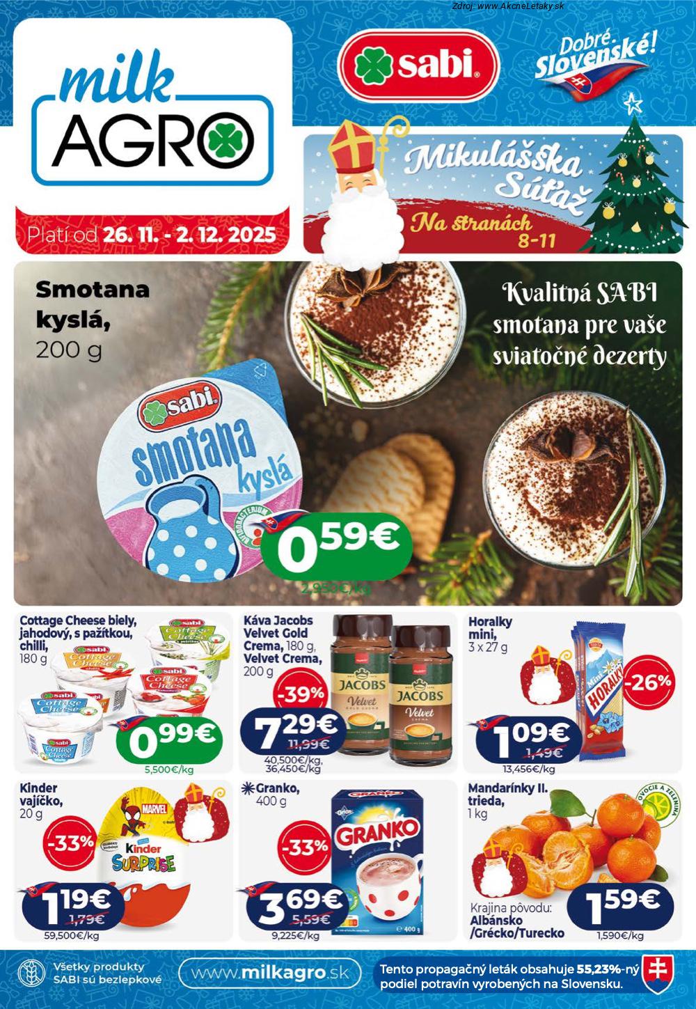 Milk-Agro leták od 26.11. | AkčnéLetáky.sk