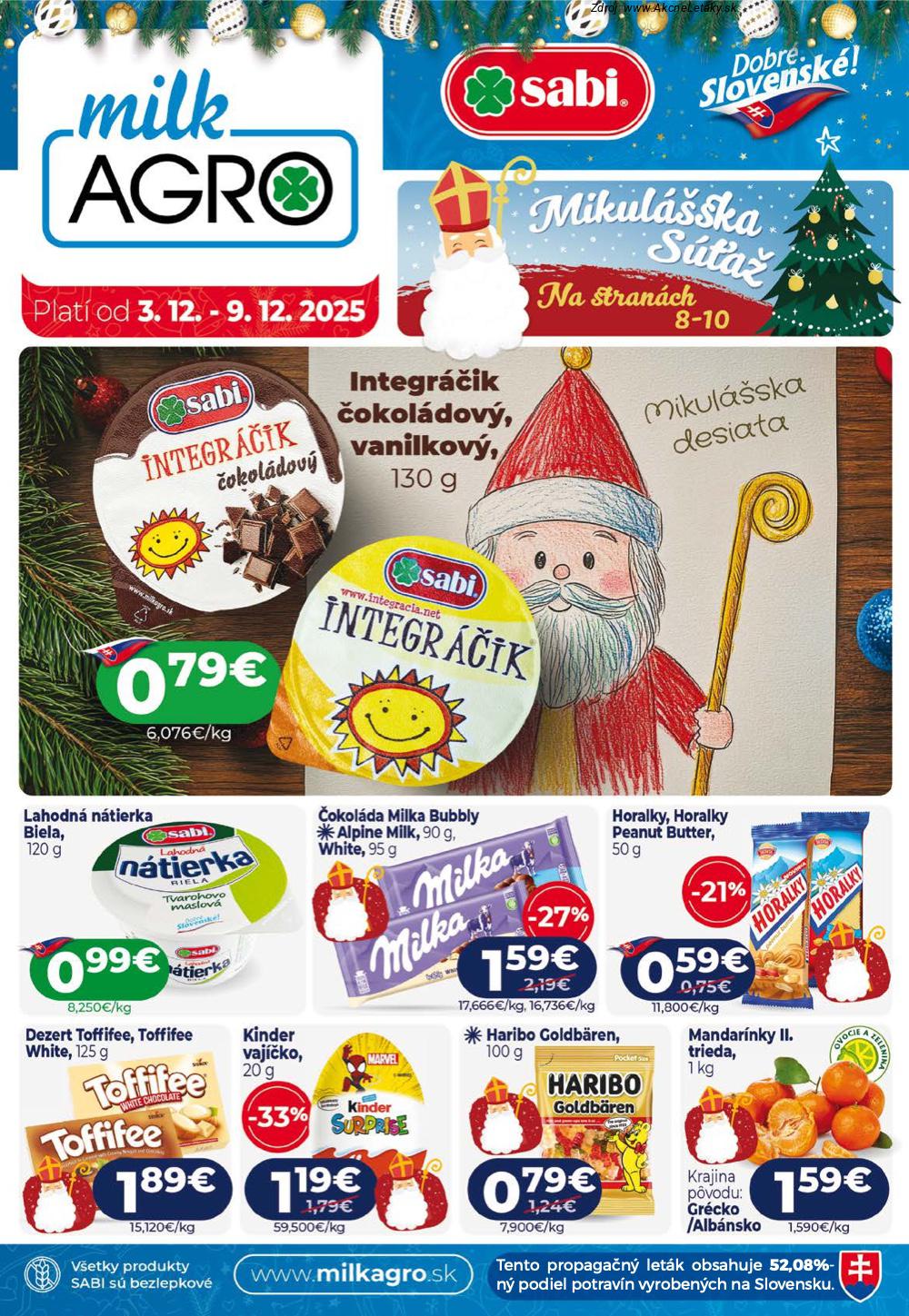 Milk-Agro leták od 3.12. | AkčnéLetáky.sk