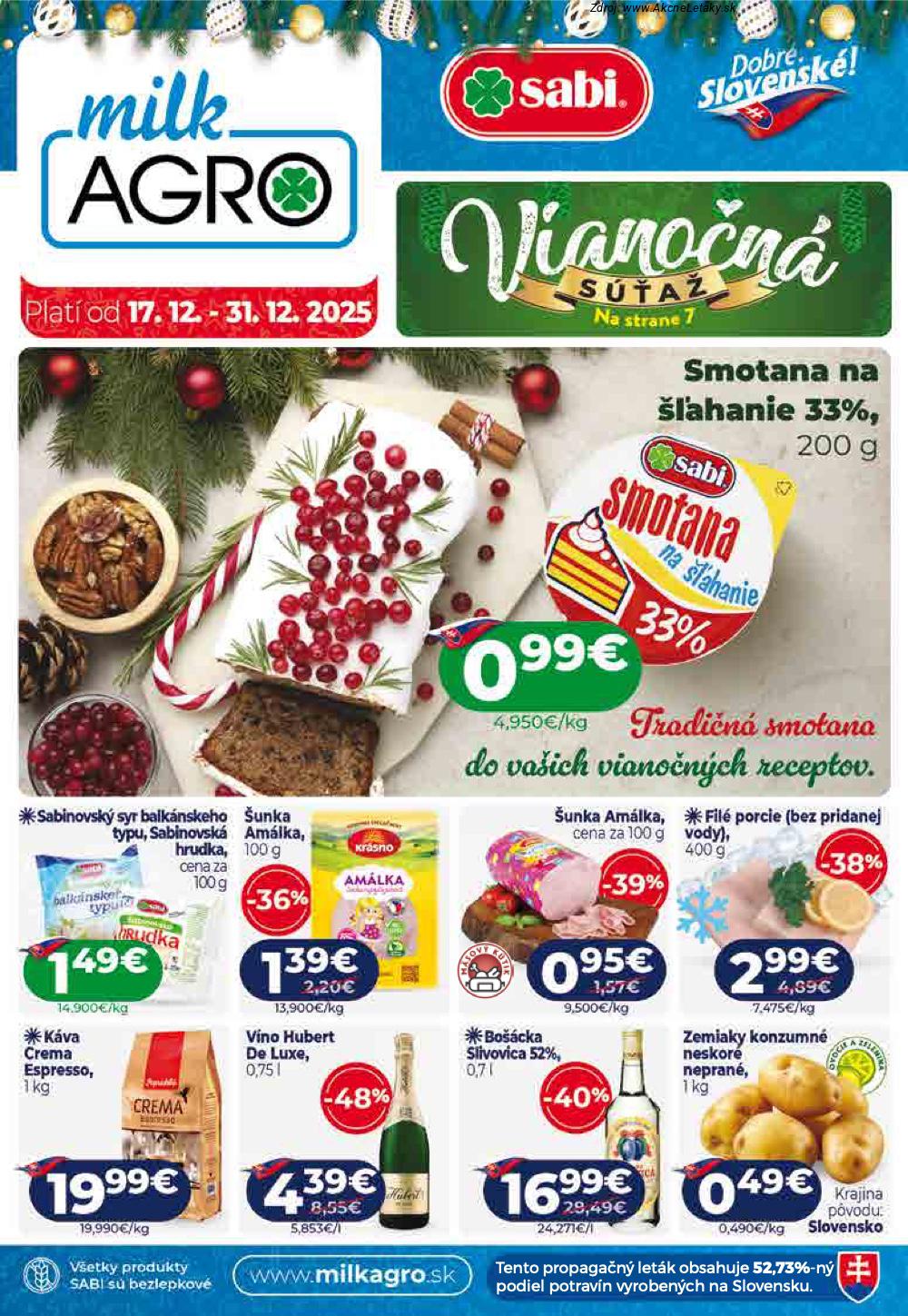 Milk-Agro leták od 17.12. | AkčnéLetáky.sk