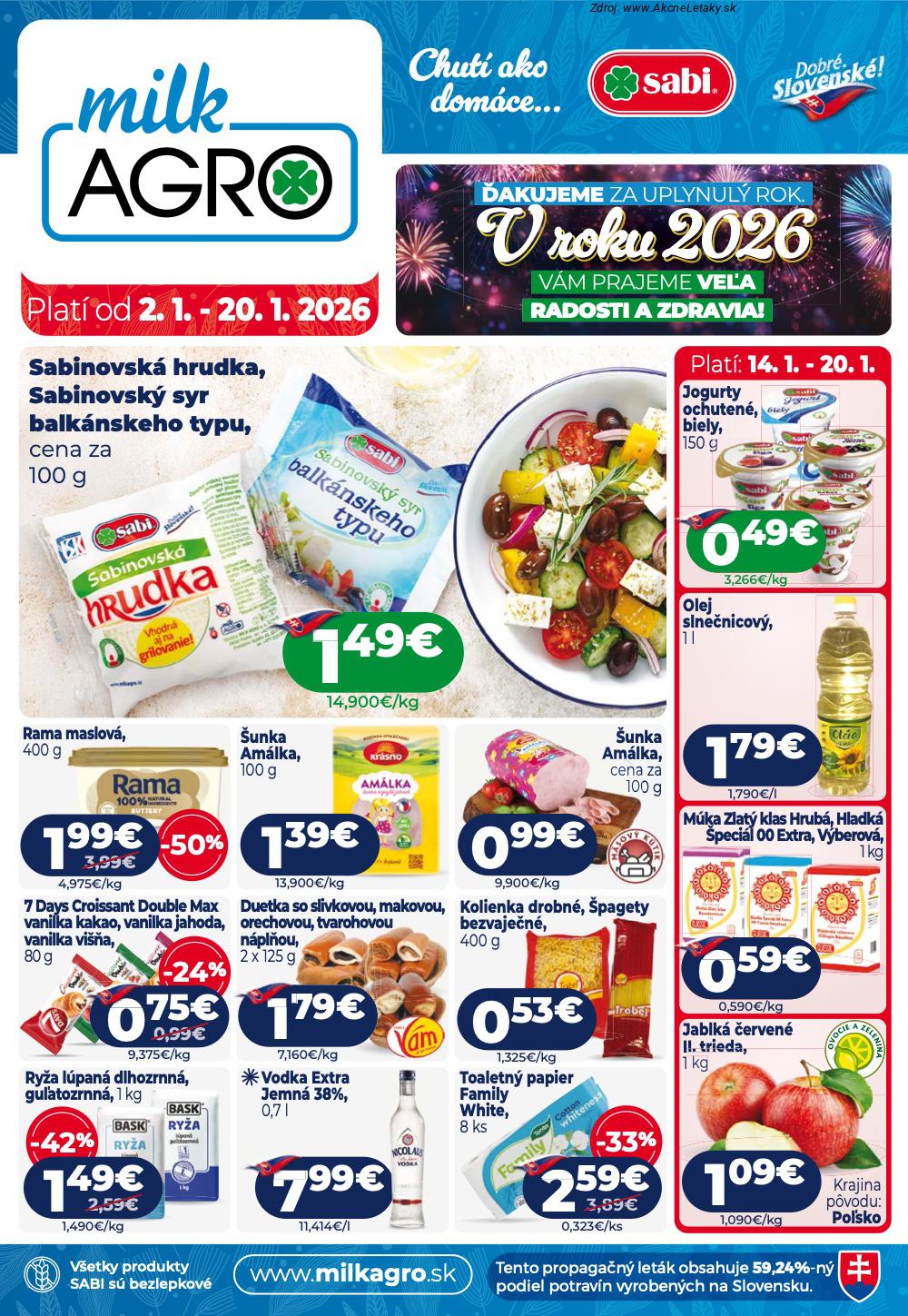 Milk-Agro leták od 2.1. | AkčnéLetáky.sk