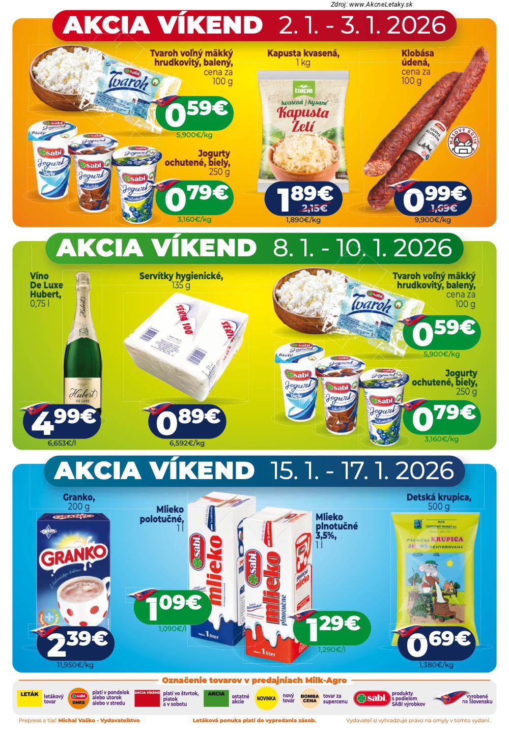 Milk-Agro leták od 2.1. | AkčnéLetáky.sk