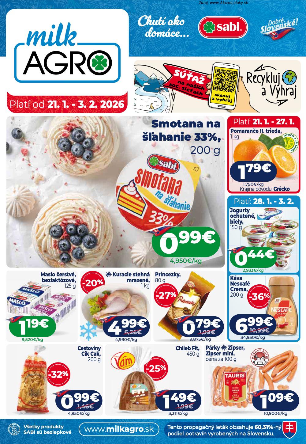 Milk-Agro leták od 21.1. | AkčnéLetáky.sk