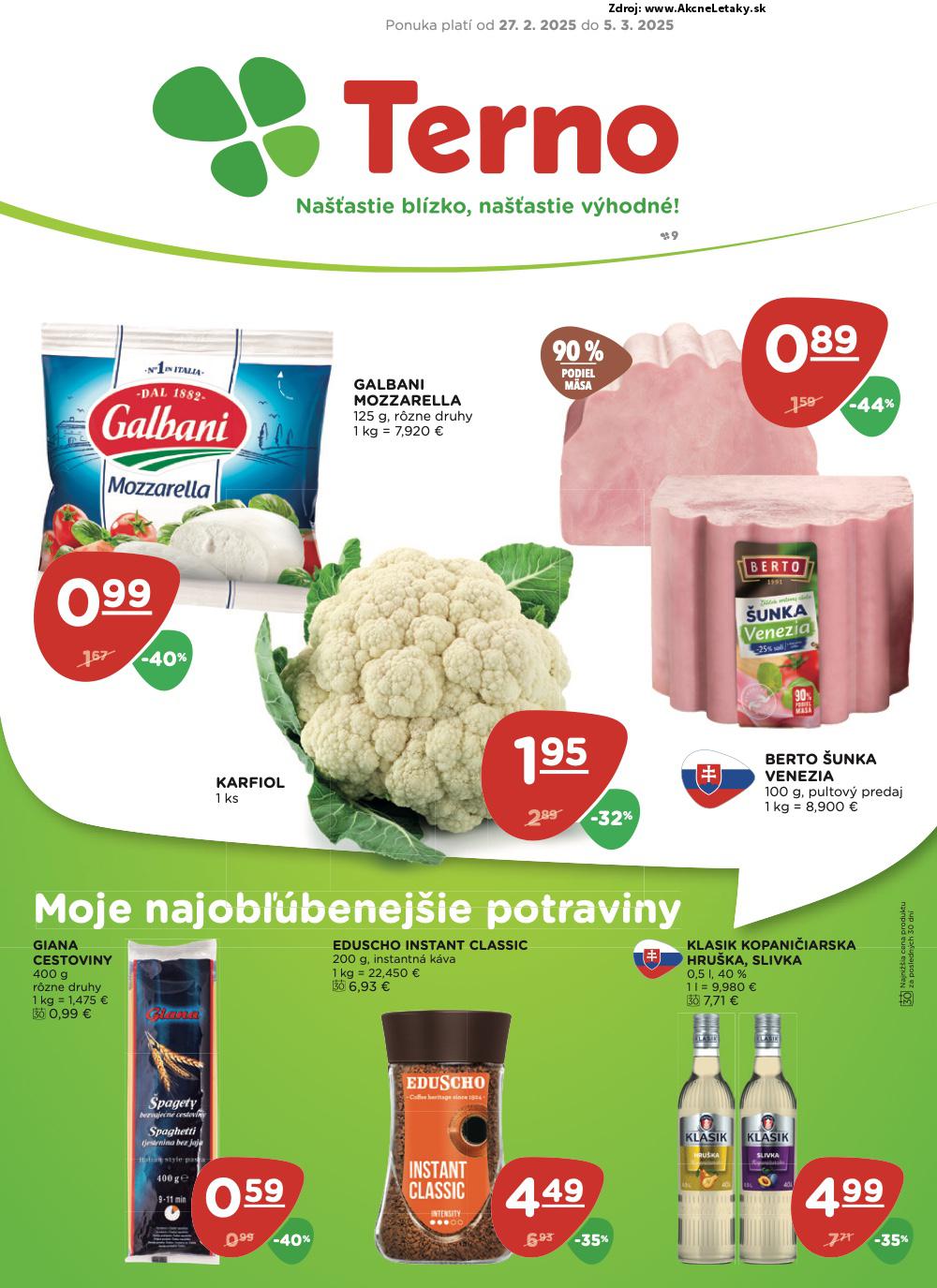 TERNO leták - strana 1 | 27. 2. - 5. 3. 2025 | AkčnéLetáky.sk
