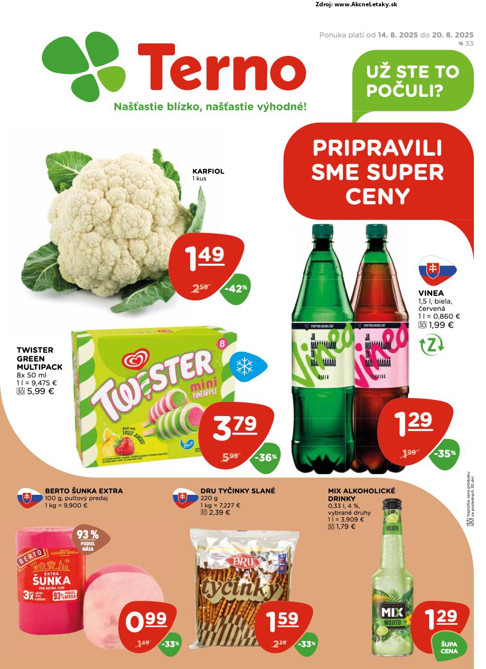 TERNO leták - strana 1 | 14. 8. - 20. 8. 2025 | AkčnéLetáky.sk