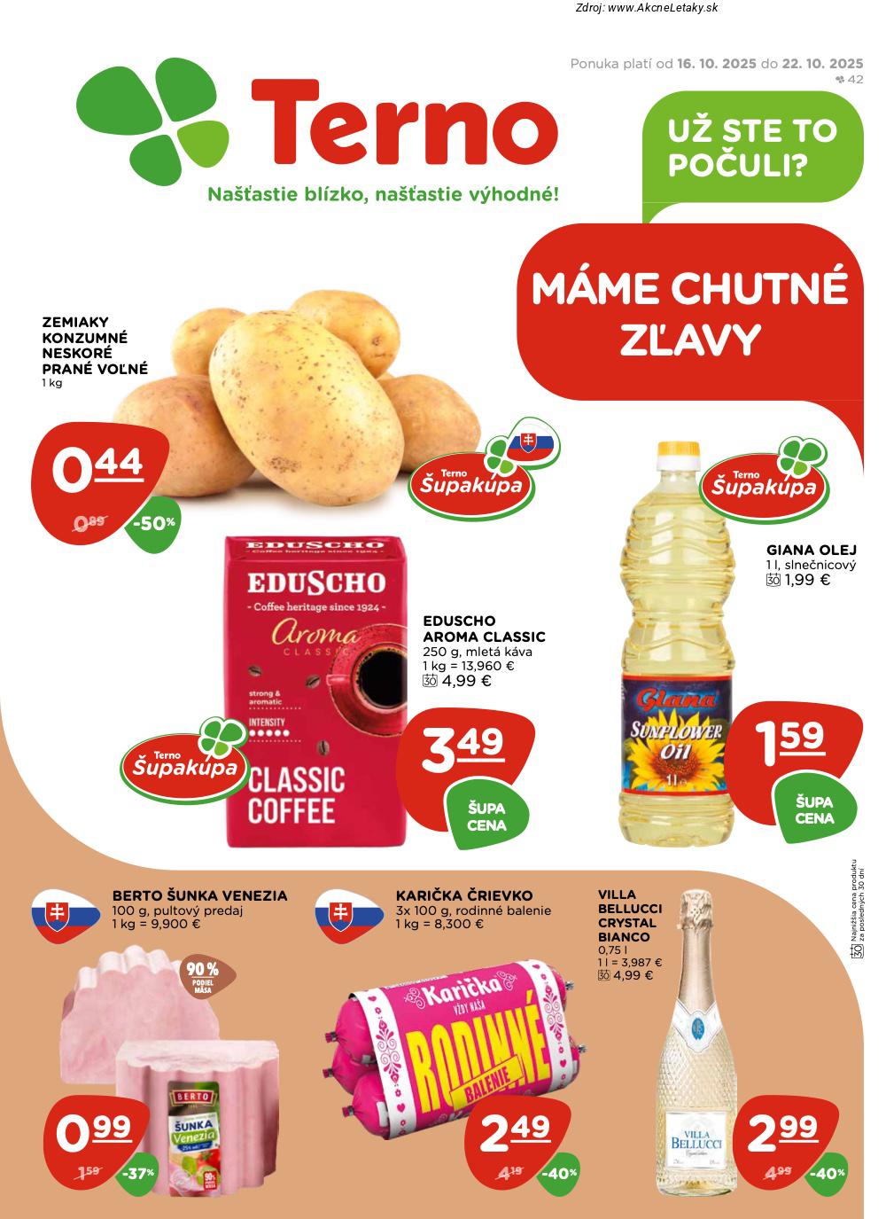 TERNO leták - strana 1 | 16. 10. - 22. 10. 2025 | AkčnéLetáky.sk
