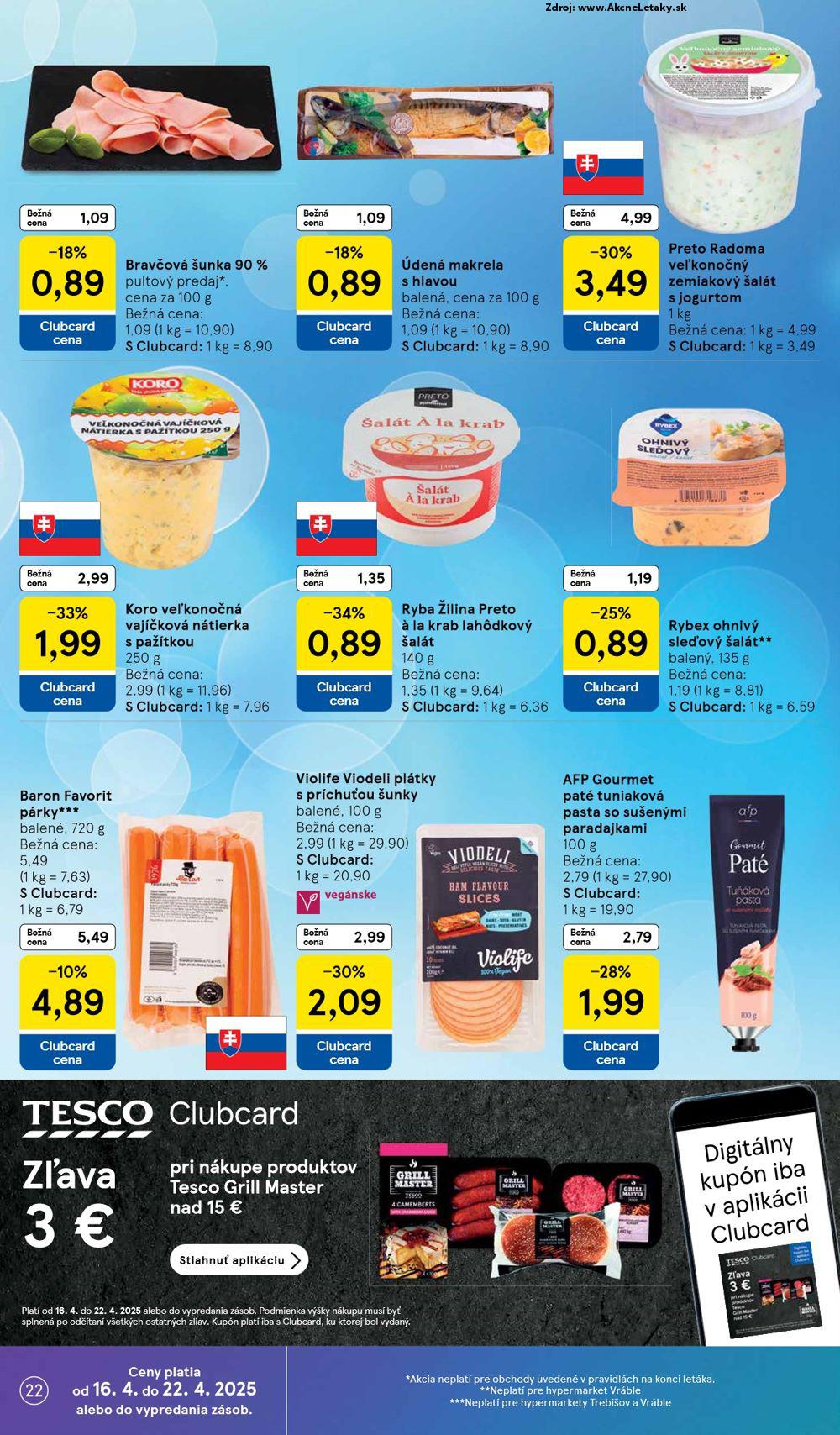 Tesco leták - strana 22 | 16. 4. - 22. 4. 2025 | AkčnéLetáky.sk