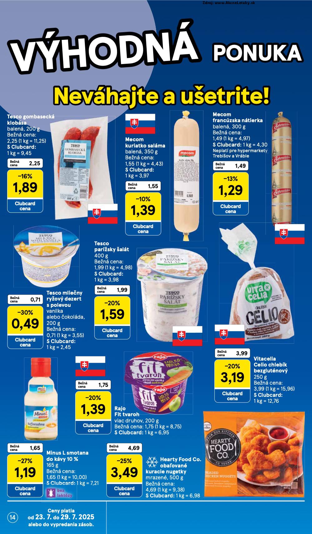 Tesco leták - strana 14 | 23. 7. - 29. 7. 2025 | AkčnéLetáky.sk
