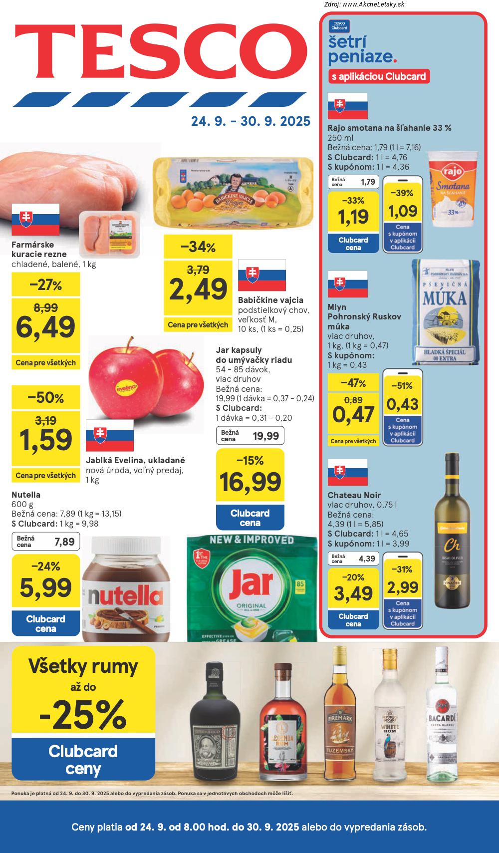 Tesco leták - strana 1 | 24. 9. - 30. 9. 2025 | AkčnéLetáky.sk